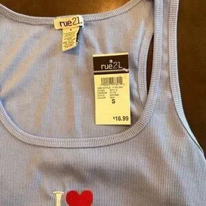 Rue21 | Tops | Rue2 Light Blue Tank With Red Heart Embroidery | Poshmark